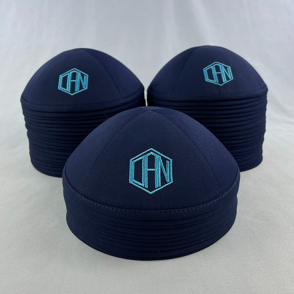 Navy Cotton Personalised Kippot – Kippotopia